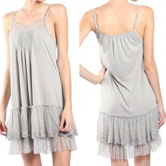 Ryu | Dresses | Ryu Gray Fairy 0 Rayon Lace Slip Dress | Poshmark